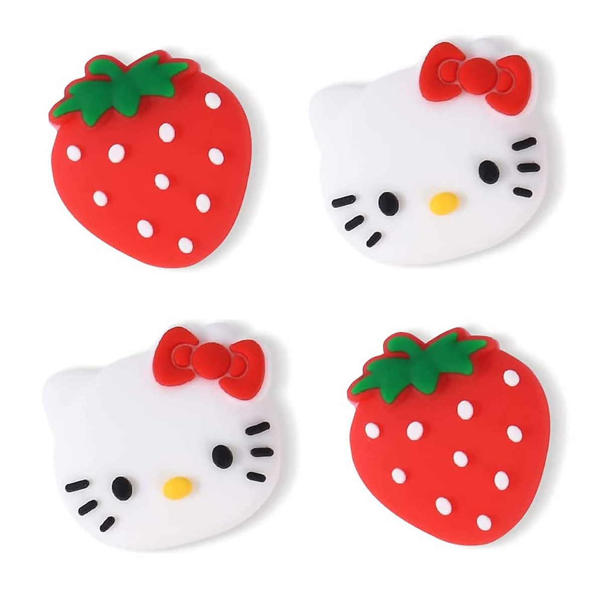 PERFECTSIGHT Switch Thumb Grips Caps, Cute Kitty Joystick Caps for Nintendo Switch/Lite/Switch OLED, 4 PCS Thumbstick Cover, Analog Stick Button Cover for NS Joycon Controller Accessories,Strawberry