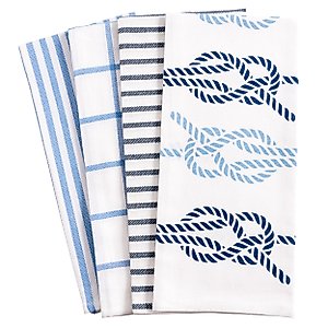 KAF Home Pantry Nautical Knots Kitchen Dish Towel Set of 4, 100-Percent Cotton, 18 x 28-inch