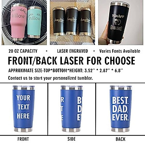 Laser Engraved Tumbler Cup – Customizable Stainless Steel Insulated Water Bottle – Wedding, Birthday Gift for Men, Women, Bride, Groom, Bridesmaid, Best Men