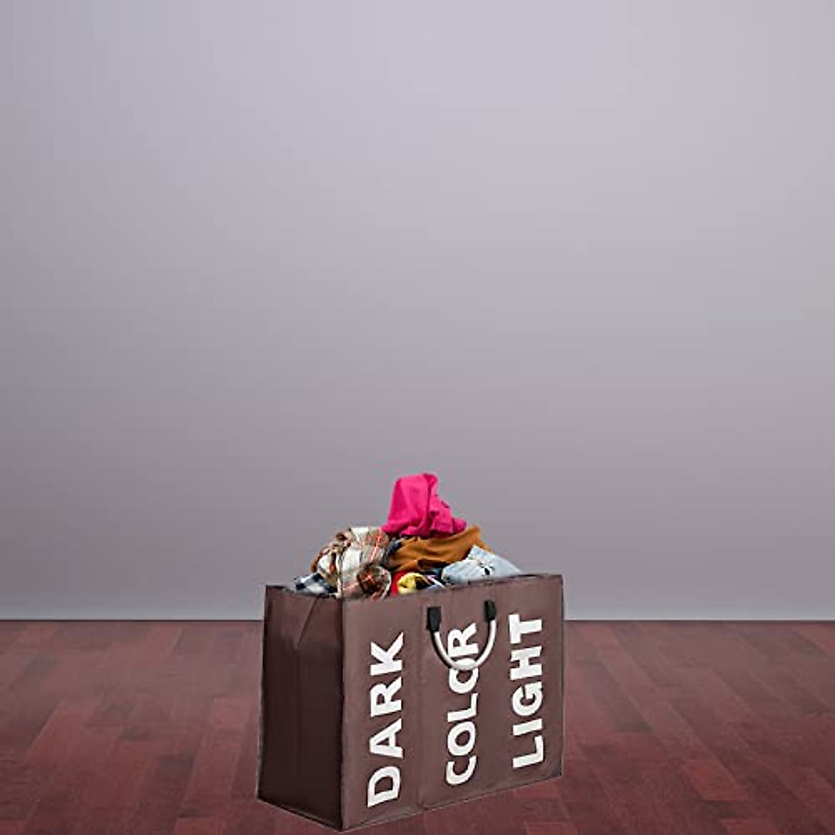 Yuehuamech Laundry Baskets 3 Sections Laundry Hamper with Handles Collapsible Dirty Clothes Sorter Basket Laundry Basket Bag Washing Bin for Closet Dorm Bathroom