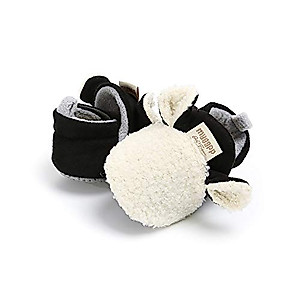 LAFEGEN Infant Baby Boys Girls Slipper Stay On Non Slip Soft Sole Newborn Booties Toddler First Walker Crib House Shoes 0-18 Months, 01 White, Baby Slipper 6-12 Months Infant
