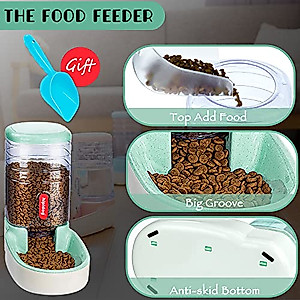 Automatic Pet Feeder Small&Medium Pets Automatic Food Feeder and Waterer Set 3.8L, Travel Supply Feeder and Water Dispenser for Dogs Cats Pets Animals
