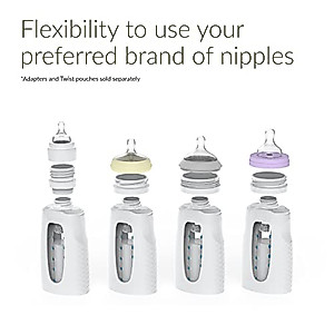 Kiinde Twist Squeeze Natural Baby Breast Milk Feeding Bottle with Nipples and Case (2 Pack), Easy to clean, BPA, PVC and Phthalate Free, Top Rack Dishwasher Safe, Recyclable