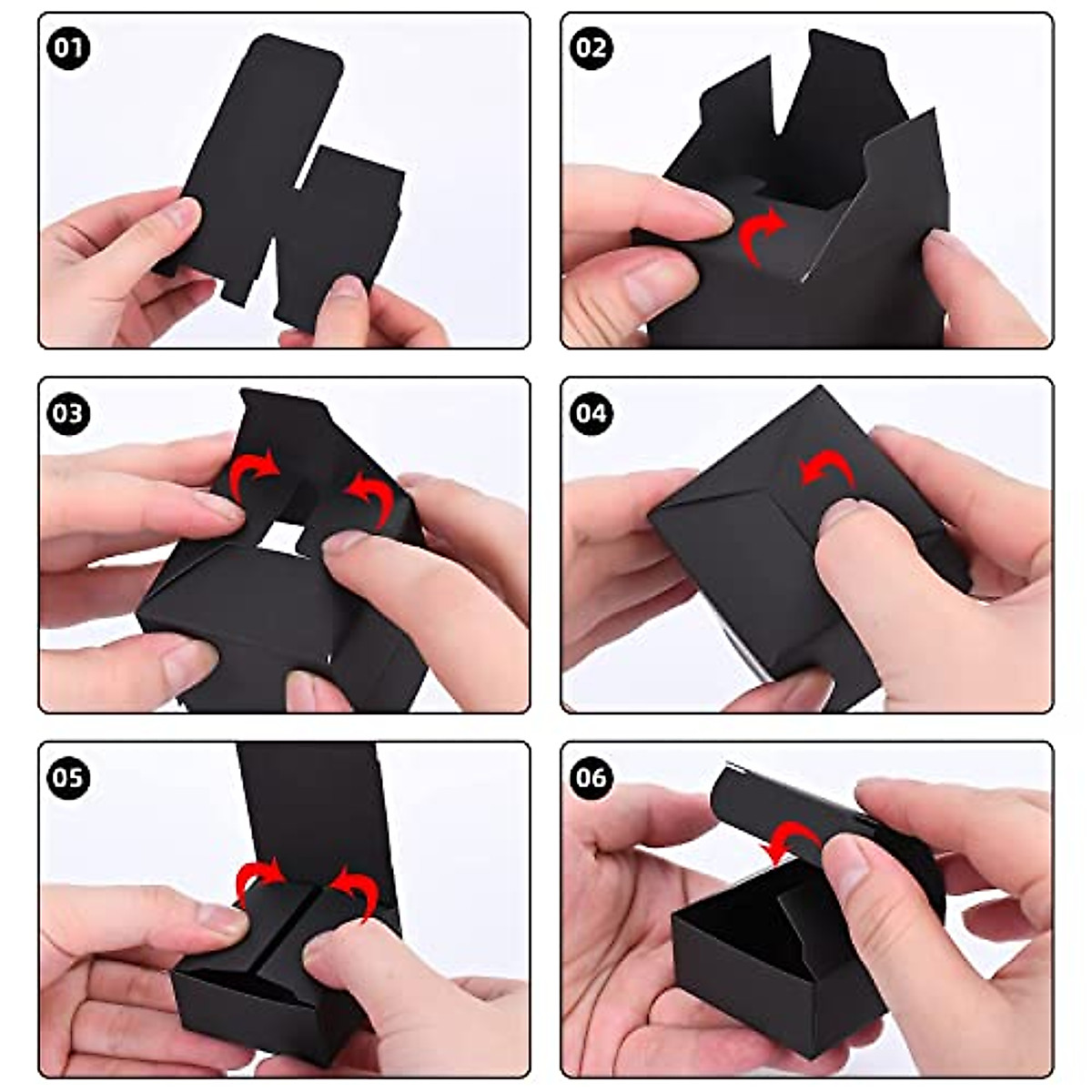 NIGNYA Black Favor Boxes, Tiny Gift Boxes for Presents, Small Kraft Gift Box 2.16x2.16x0.98 inch, 50 Pack Black Box with Lid for Favors, Ornaments, Candy, Tiny Items, Small Business