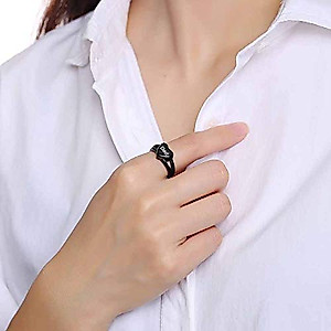 MEMORIALU Stainless Steel Heart Shape Black Urn Ring for Ashes Keepsake Cremation Memorial Jewelry (Dad, 9)