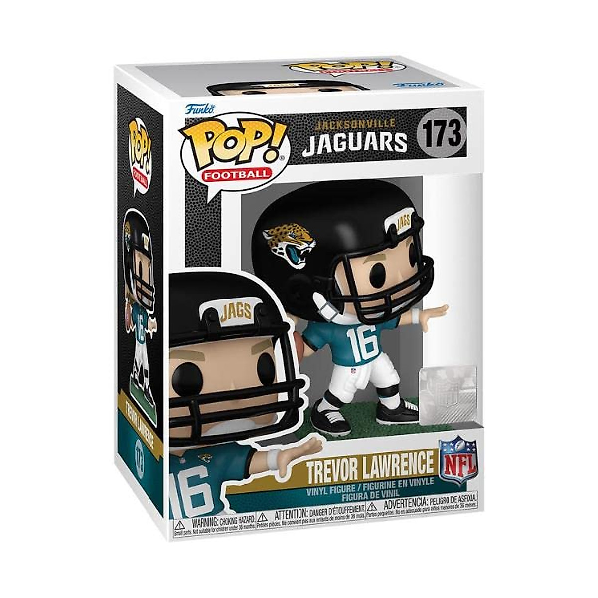 POP Football: Jaguars - Trevor Lawrence Funko Vinyl Figure (Bundled with Compatible Box Protector Case), Multicolor, 3.75 inches