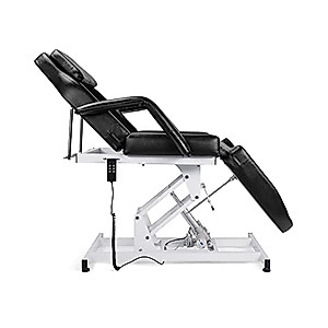Salonsunny Electtric Salon Beauty Bed Chair Black Round Base Hydraulic Pump All Purpose Styling Chair Barbering Reclining Spa Massage Equipment