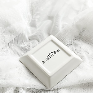 COLLECTIVE HOME - Ceramic Jewelry Tray, Monogram Decorative Trinket Dish for Rings Earrings Necklaces Bracelet Watch Keys, Birthday Mother's Day Christmas Gift for Women, 4" x 4" (A)