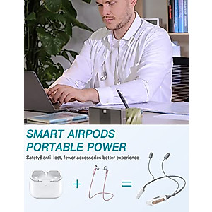 AirPods Strap with Smart Portable Power Supply for AirPods Pro 1, Airpods 1/2/3, Anti-Lost Neck Rope with Charger Power Bank (Not for AirPods Pro 2)