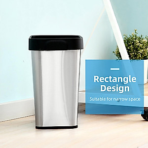 2 Pack Stainless Steel Trash Can 2 Gallon, Open Top Trash Can, 7" x 10" x 11", Rectangle Trash Can Kitchen - Slim and Narrow, Small Trash Can No Lid for Kitchen, Bathroom, Living Room, Office