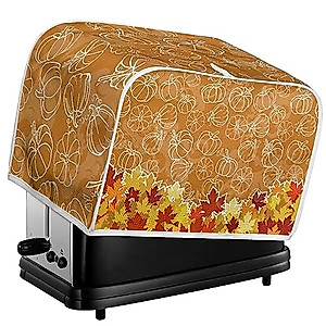 Psesaysky Maple Leaf Fall 4 Slice Toaster Covers, Anti-Scratch Covers Protection Small Appliance Cover Thanksgiving Day Gift Dustproof Bakeware Protector with Top Hook