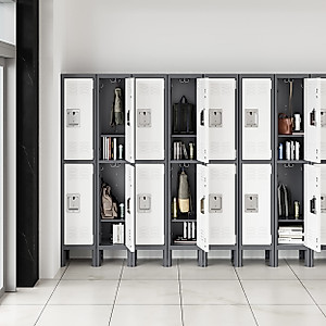 Fesbos Metal Lockers for Employees Steel Storage Locker with 2 Doors for Office School Gym Metal Storage Cabinets for Home, Office, Gym, School
