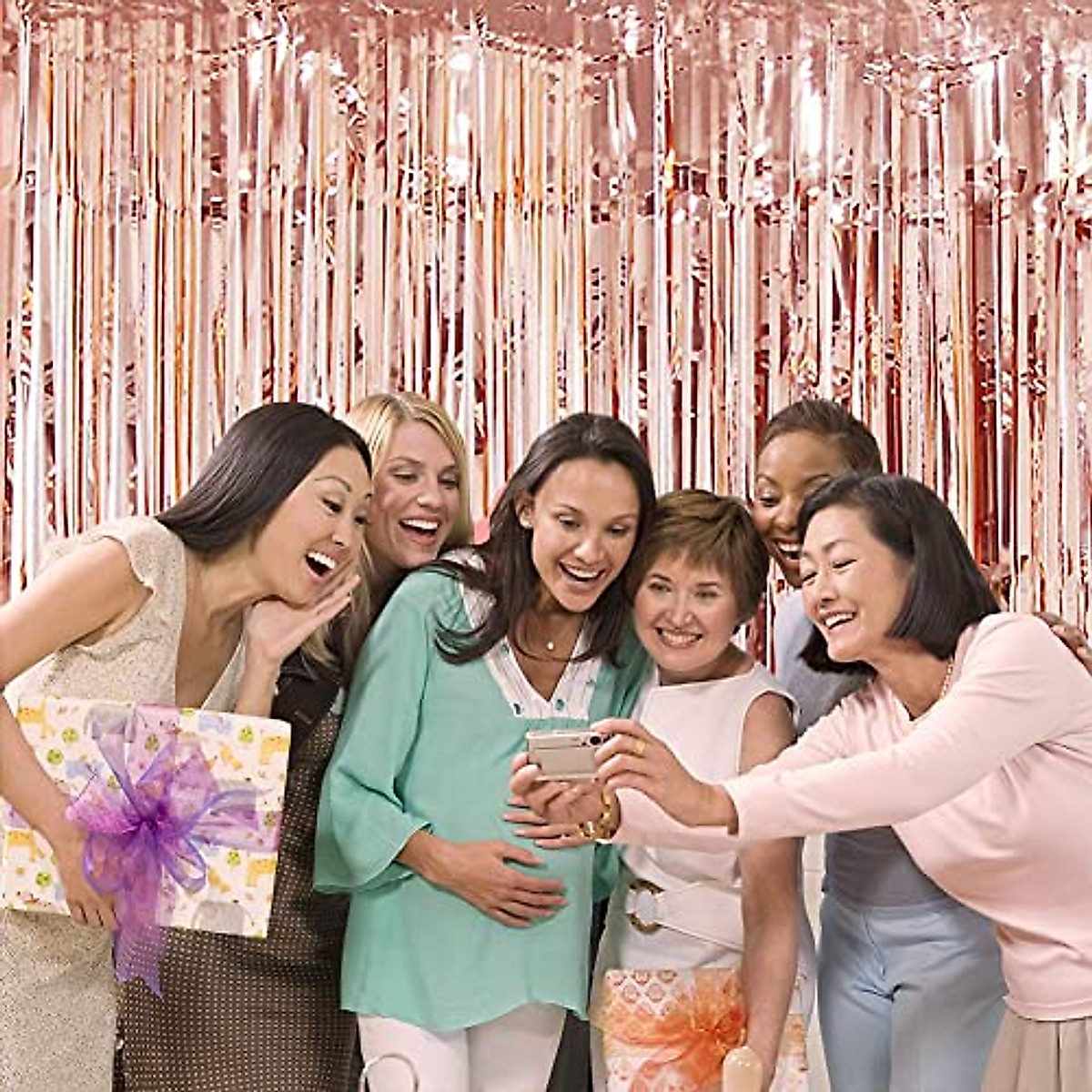 Rose Gold Baby Shower Decorations for Girl Pink Gold It’s A Girl Baby Shower Banner Rose Gold OH Baby Foil Letter Balloons Rose Gold Foil Fringe Curtains Tissue Pom Poms Honeycomb Balls by HappyField