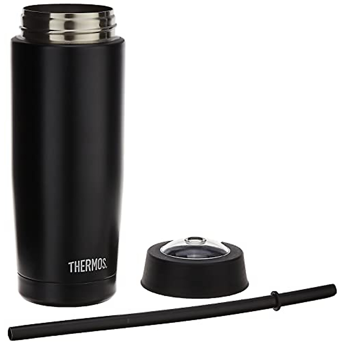 Thermos 18 Ounce Vacuum Insulated Cold Cup with Straw, Black