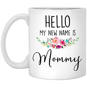 My New Name Is Mommy Mugs, New Mom Dad Parents Expecting Parents Gift Box- Baby Announcement Gender Reveal Pregnancy Onesi 11oz