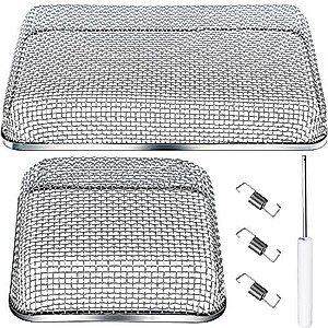2 Pieces Flying Insect Screen RV Furnace Vent Cover (4.5 x 4.5 Inch)(8.5 x 6 Inch) Stainless Steel Mesh with Installation Tool