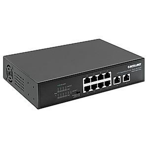 Intellinet 8-Port Gigabit Ethernet PoE+ Switch with 2 RJ45 Gigabit Uplink Ports,120W Power Budget, Manual VLAN Mode, Endspan, Self-Healing Network, Desktop - 3 Yr Mfg Warranty - 561402