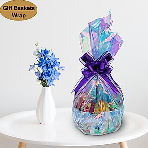 34in x 50ft Iridescent Cellophane Wrap Roll, Extra Wide Iridescent Film Cellophane Wrap Rainbow Colored Cellophane Wrap Iridescent Cellophane Roll for Gift Baskets, Crafts, Candy, Gifts, Flowers