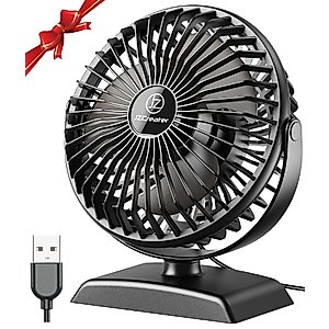 JZCreater USB Desk Fan, USB Fan Mini, 360 Rotation Desktop Fan with 3 Speed, Table Personal Cooling Fan, Quiet Mini Desk Fan, USB Powered, Small Fan for Home Office Bedroom Car Travel, Black