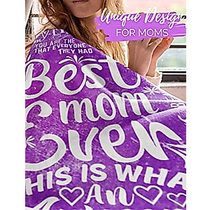 Mom Gifts, Mom Throw Blanket, Best Mom Ever, Birthday Gifts for Mom, Throw Blanket for Mother from Daughter or Son 65 x 50 Inches, Purple