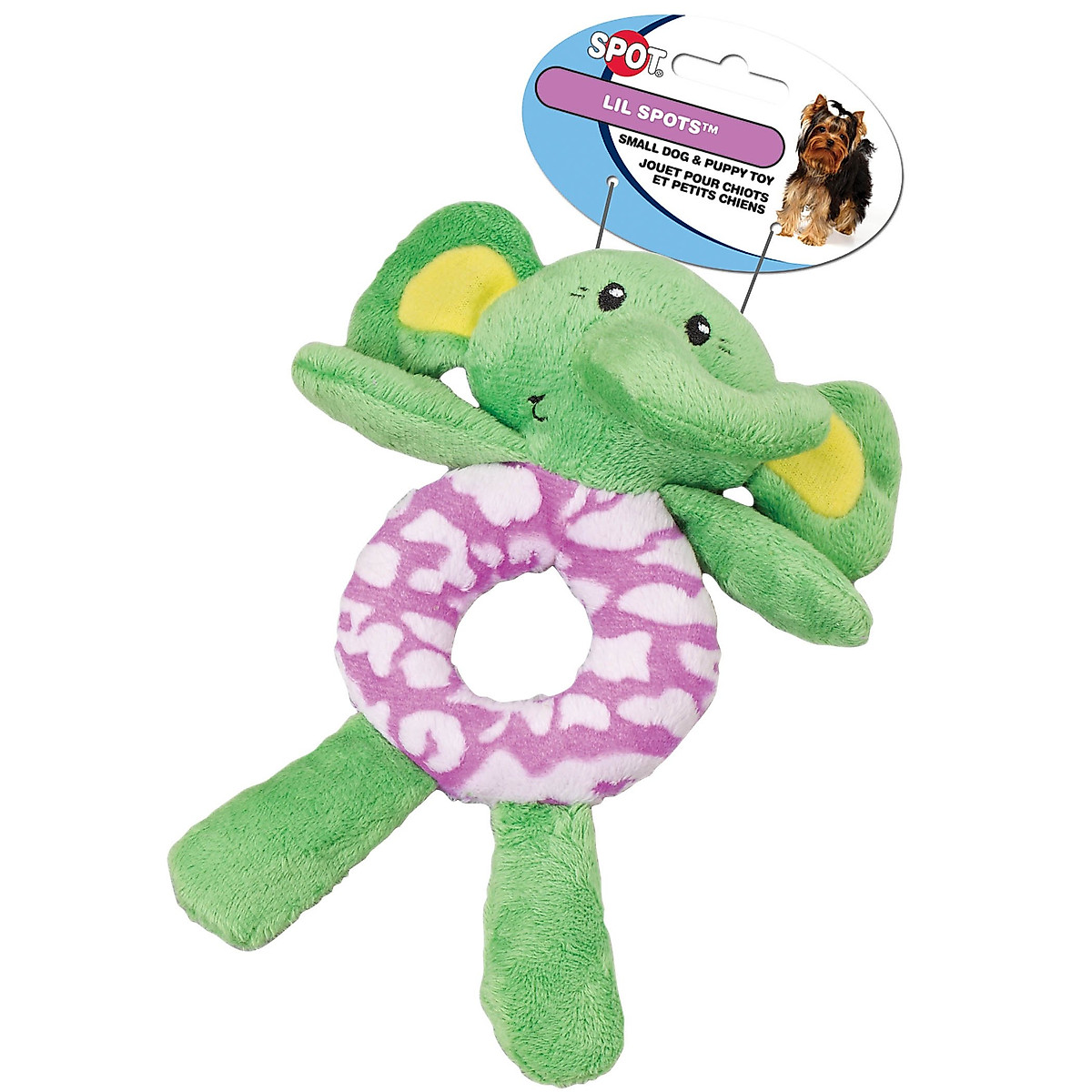 Ethical Pet Lil Spots Plush Ring Toys for Small Dog and Puppies, 7.5-Inch, Assorted
