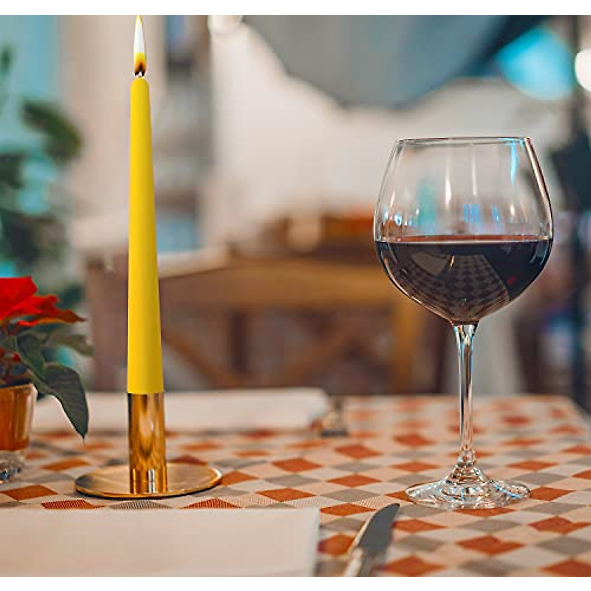 Hyoola Tall Taper Candles - 10 Inch Yellow Unscented Dripless Taper Candles - 8 Hour Burn Time - 12 Pack