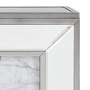 SEI Furniture Trandling Mirrored & Faux Electric Fireplace, Antique Silver/White Marble (AMZ9537201EF)