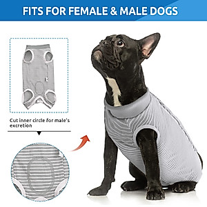 MIGOHI Dog Recovery Suit, Anti Licking Biting Dog Surgical Onesie After Surgery, Professional Dog Bodysuit for Male Female Dogs, Spay & Neuter Dog Shirts for Abdominal Wounds Skin Disease, Grey L