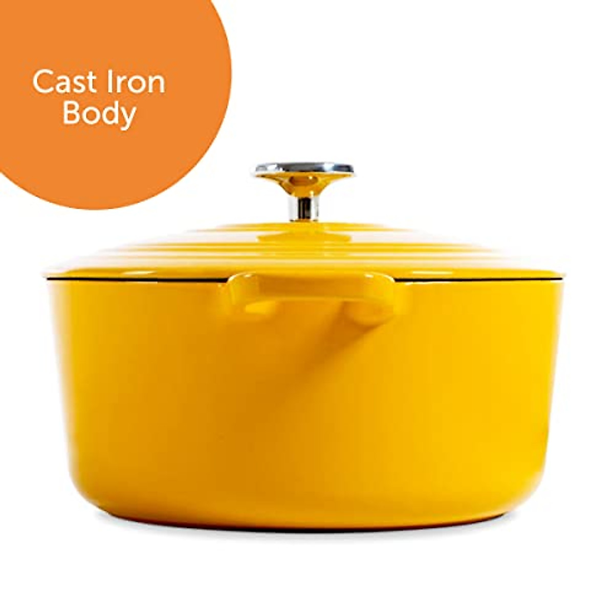 BK Cookware Bourgogne Enameled Cast Iron 4.4QT Dutch Oven, Sunny Yellow