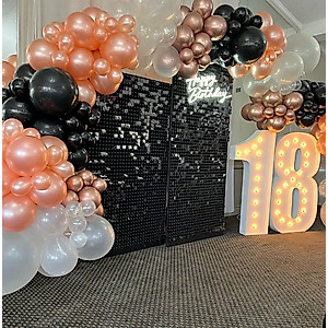 Rose Gold and Black Balloons, 50 Pcs 12 Inch Black Rose Gold Confetti Latex Balloons, Black Rose Gold Party Balloons for Women Girls Birthday Bridal Baby Shower Wedding Decoration