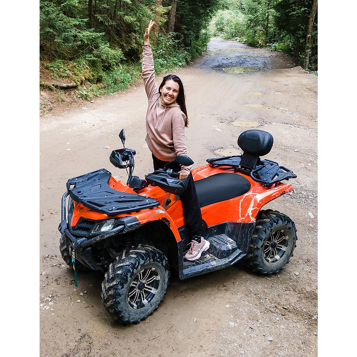 KEMIMOTO ATV Seat Cover Four Wheeler Seat Cover Water-Resistant Universal Compatible with Polaris Sportsman Fourtrax Can-Am Kawasaki Arctic Cat CFMOTO, Black