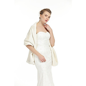 BEAUTELICATE Women Shawl Wrap Faux Fur Shrug Stole Scarf Winter Bridal Wedding Cover Up