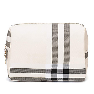 Jessyline Large Makeup Bag for Purse Luxury Women Cosmetic Bags Designer Make Up Pouch for Toiletry Travel Organizer (Beige)