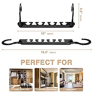 HOUSE DAY Closet Organizers and Storage, 10 Pack Magic Space Saving Hangers Black, Upgraded Sturdy Smart Clothes Hanger with 7 Slots for Wardrobe, Closet Space Saver 85%, College Dorm Room Essentials