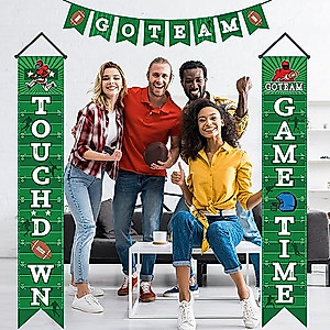 Football Decorations Football Porch Sign Banner Welcome Hanging Door Banner for Sport Theme Party Football Game Time Festival Party Supplies