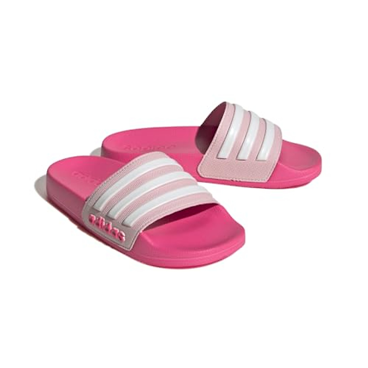 adidas Adilette Shower Slide Sandal, Clear Pink/White/Lucid Pink, 3 US Unisex Little Kid
