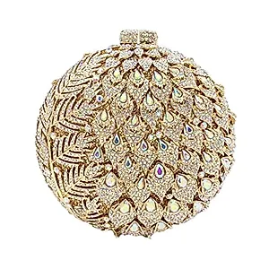 ZLXDP Round Ball Evening Bags and Clutches Wedding Party Rhinestones Handbags Bridal Purse