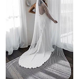 Aularso 118'' Cathedral Wedding Veil Pearl Bridal Veils Long Veil with Comb 2Tier Short Veil for Brides (White-118 * 59in(cathedral))