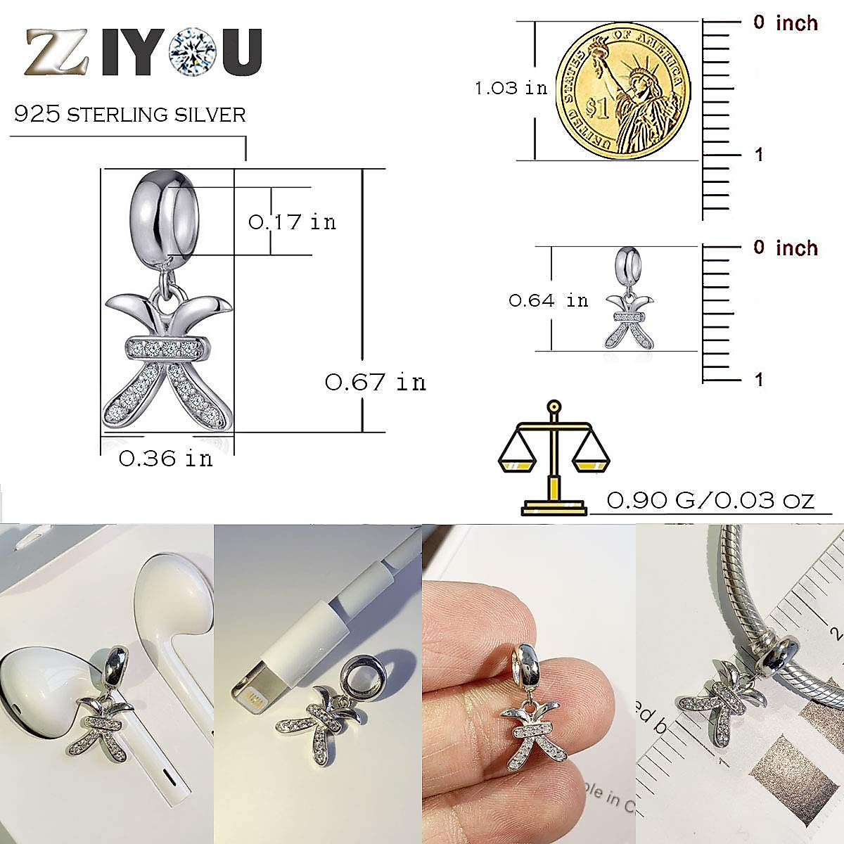 Pisces Zodiac Sign Dangling Charms Fit Pandora Birthday Bracelets - 925 Sterling Silver Constellation/Horoscope Necklace Pendants Beads, Gifts for Boyfriend/Girl/Christmas