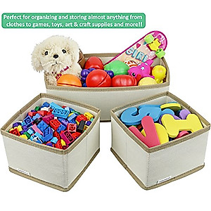 Greenco Non-Woven Foldable 3 Piece Drawer and Closet Storage Cube Set- (Beige)