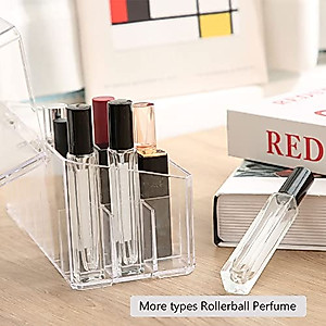 CLUQMEIK Acrylic Rollerball Perfume Organizer Beauty Scent Holder with 24 Grids Organization Container Storage for mini perfume/mini spray collection display- Clear