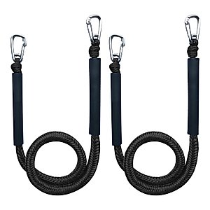 Boat Accessories - 4ft Boat Bungee Dock Lines, PE Boat Ropes for Docking with Two 316 Stainless Steel Hooks, Apply to Boating, Jet Ski,Pontoon,SeaDoo, WaveRunner, Kayak, Canoe, 2pcs Black