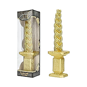 Shalhevet Light Gold Self Standing Long Lasting Golden Havdalah Candle (Gold/Gold)