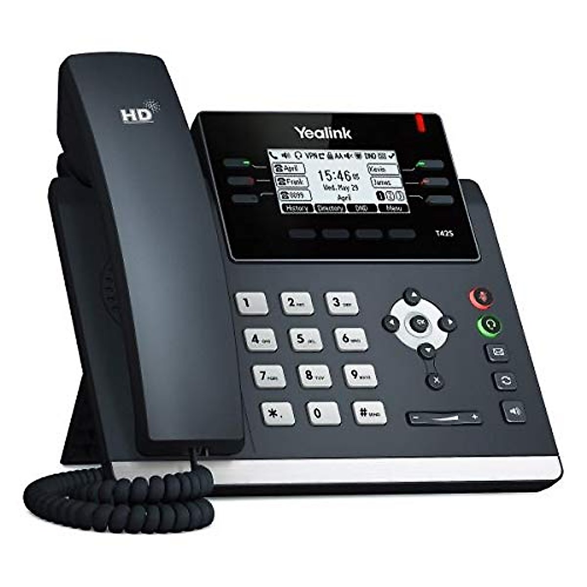 Yealink SIP-T42S 12 Lines. 2.7-Inch Graphical Display. Dual-Port Gigabit Ethernet, 802.3af PoE, Power Adapter Not Included