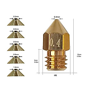 Uiter 30PCS 3D Printer Extruder Nozzles Hardened Steel, Brass High Temperature Pointed Wear Resistant Nozzle Compatible with CR-10, Ender 3/ V2 Ender3 pro, Prusa i3 (0.2 0.3 0.4 0.5 0.6 0.8 1.0 mm)