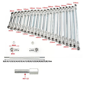 FSFY M8260mm Adjustable Steering Tie Rod kit Ball Joint Ball Joiner Bolt Tie for 49cc Electric ATV Go Kart Accessory Steering Column Steering Suspension Silver