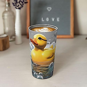 GTKSYNVE Reusable Coffee Mug with Lid and Handle, Bubble Duck Tumbler for Hot & Cold Drinks 16oz Stainless Steel Insulated Coffee Tumblers Double Wall Vacuum Thermal Cup