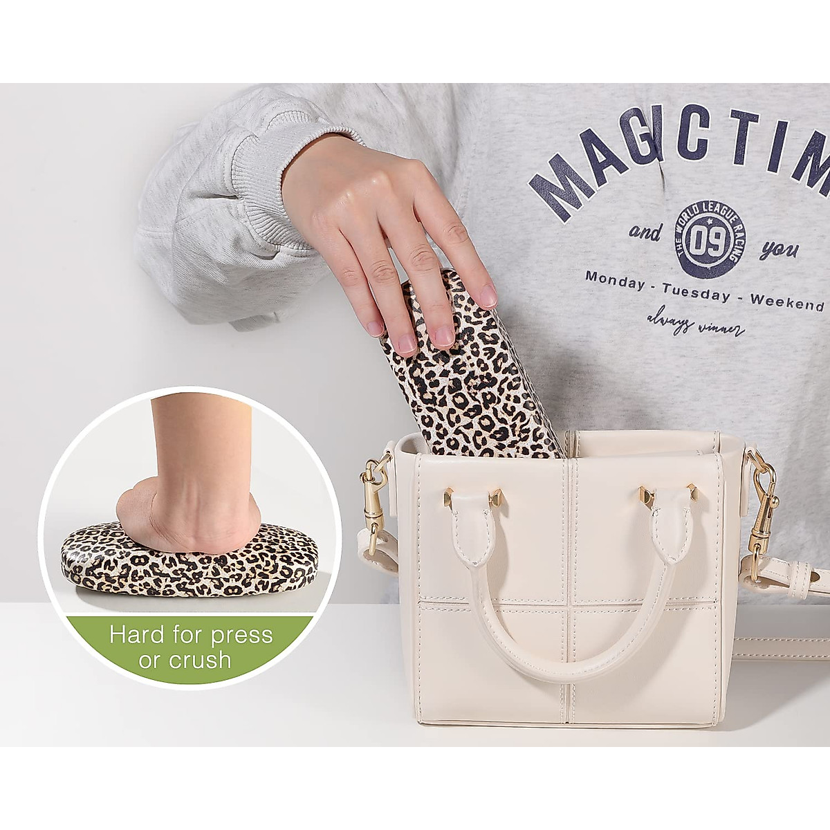 MoKo Hard Shell Eye Glasses Case with Cloth, PU Leather Protective Eyeglasses Cases Storage Organizer Travel for Men Women, Leopard