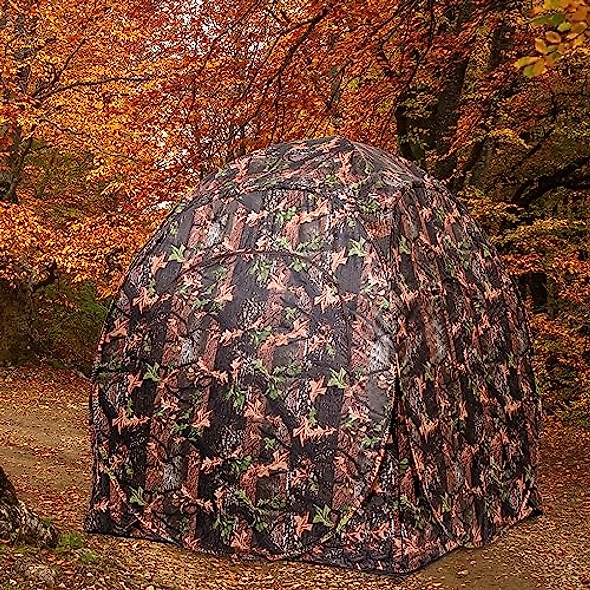HAPPYGRILL Pop Up Hunting Blind Portable Ground Blind Waterproof Hunting Tent for 2-3 People, Camouflage Hunting Tent with 360 Degree Mesh Windows