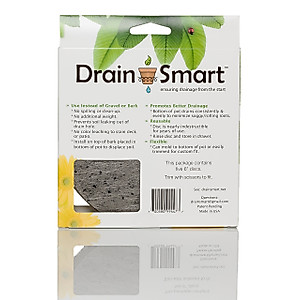 Drain Smart 6” 5-Pack 3D Mesh Drainage Discs - Perfect for Indoor/Outdoor Potted Plants | Container Gardening | Plant Pot Liner Minimize Root Rot | Made in The USA